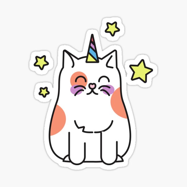 "Cartoon Unikitty Cute colorful unicorn cat" Sticker by OneTimeEngineer ...