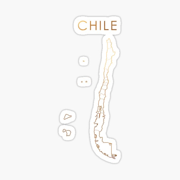 "Chile Gold Outline Map with State Boundaries" Sticker by Travel2NZ ...