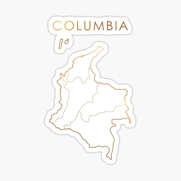 "Columbia Gold Outline Map with State Boundaries" Sticker by Travel2NZ ...