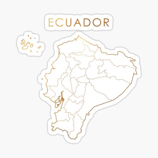 "Ecuador Gold Outline Map with State Boundaries" Sticker by Travel2NZ ...