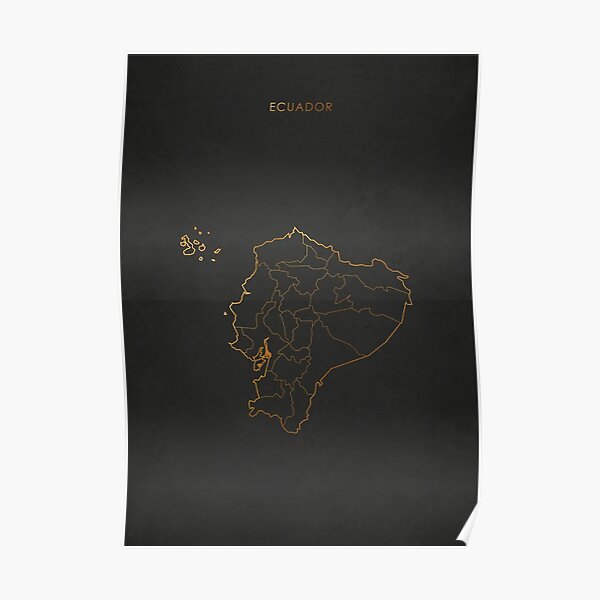 "Ecuador Gold Outline Map with State Boundaries" Poster for Sale by ...