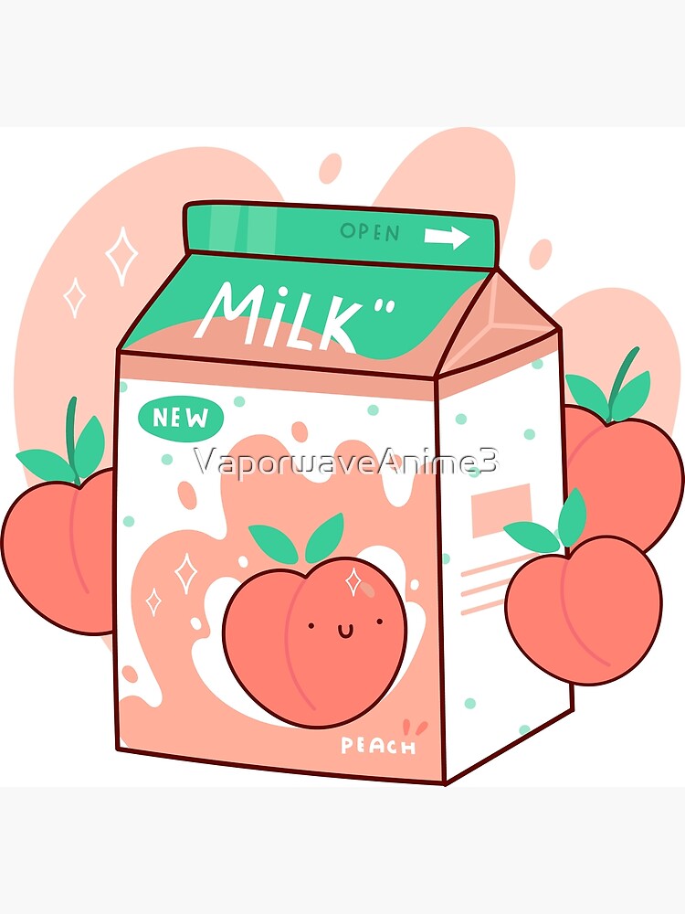 "Japanese milk style packaging anime with a carton of tasty peach milk ...