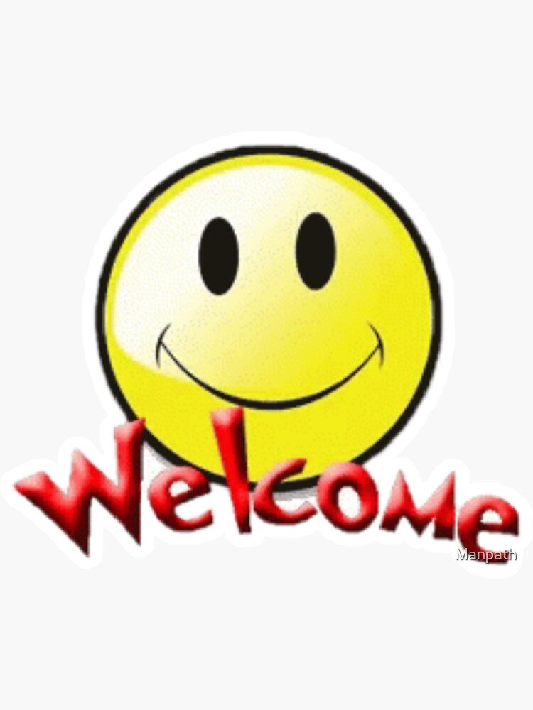 "Welcome emogi." Sticker for Sale by Manpath | Redbubble