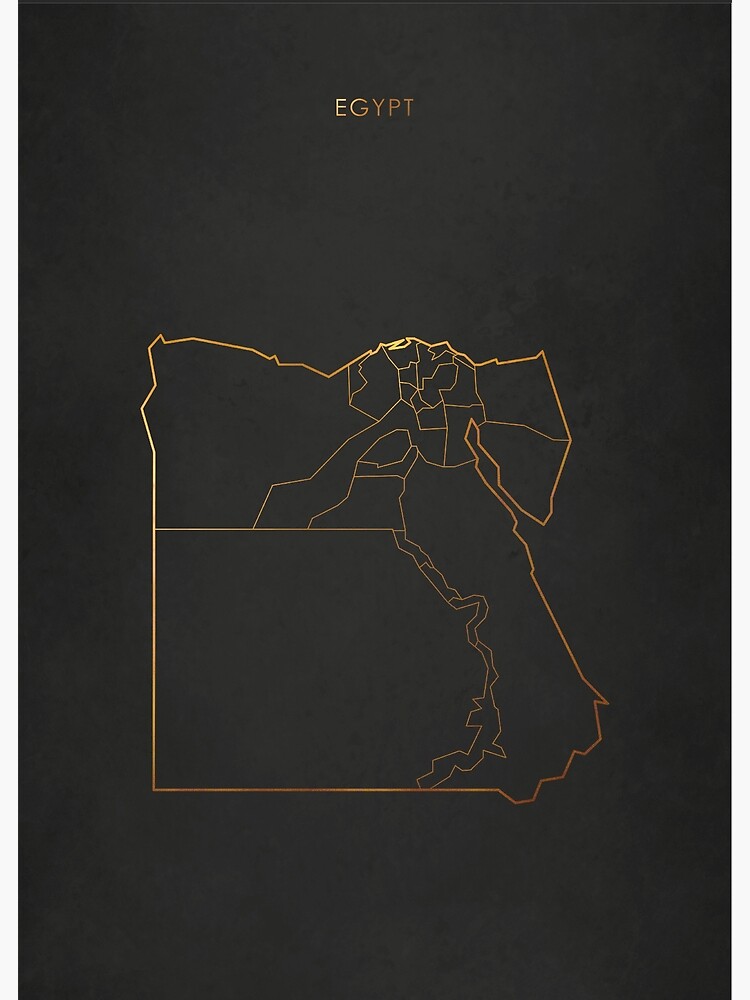 "Egypt Gold Outline Map with State Boundaries" Art Print by Travel2NZ ...
