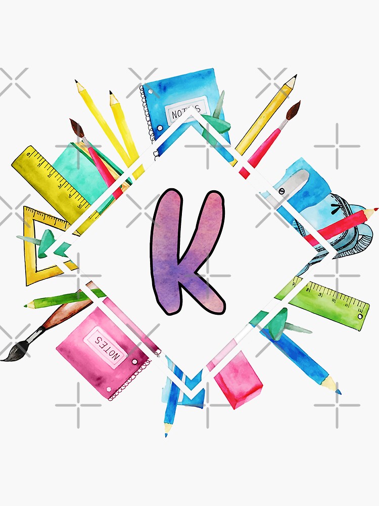 "Back To School Personalized Monogram Letter K" Sticker for Sale by ...