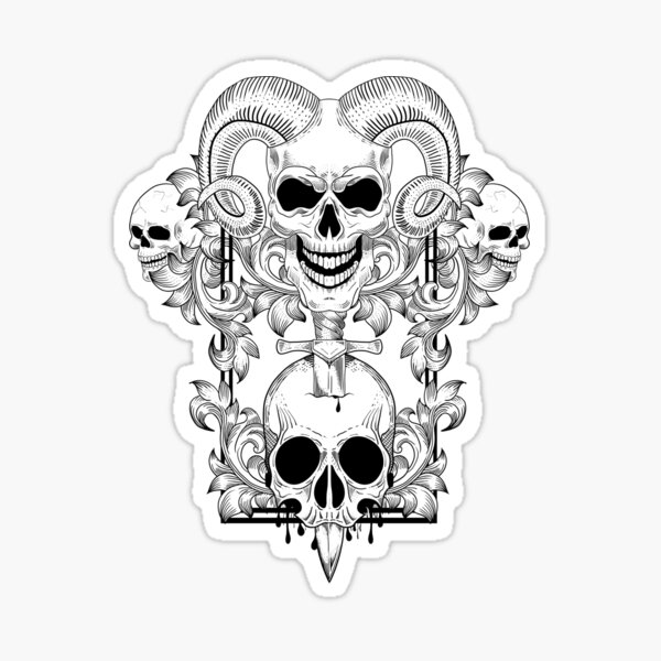 "Skull artwork with engraving style" Sticker by nelvannzr | Redbubble