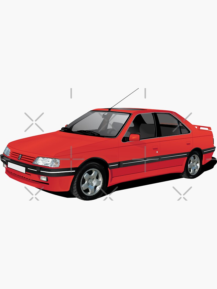 "Peugeot 405 Mi 16 illustration, red" Sticker by knappidesign | Redbubble