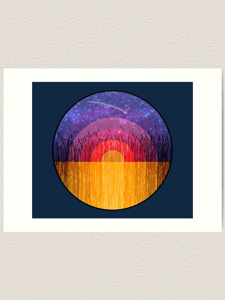 "Vintage and Retro Inspired Canadian Prairie Sunset Graphic Design" Art ...
