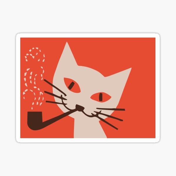 "Cute quirky smoking cat illustration" Sticker for Sale by mdmarkovic ...