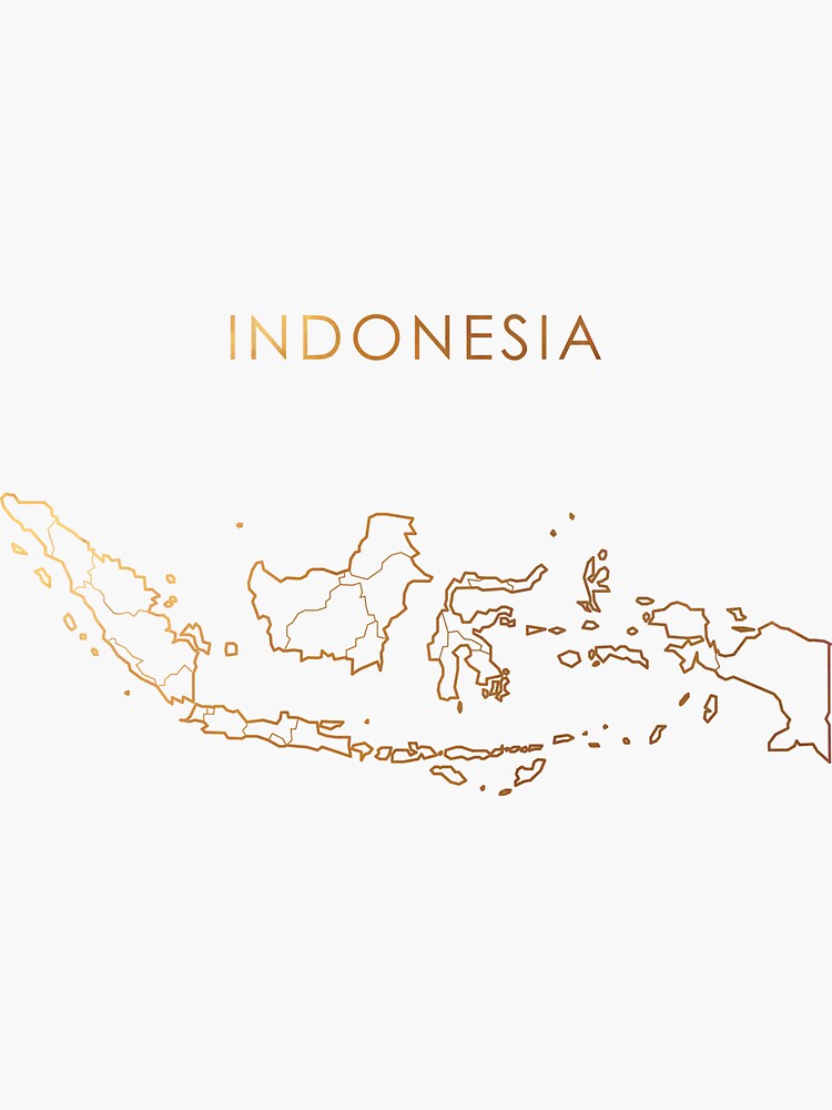 "Indonesia Gold Outline Map with State Boundaries" Sticker for Sale by ...