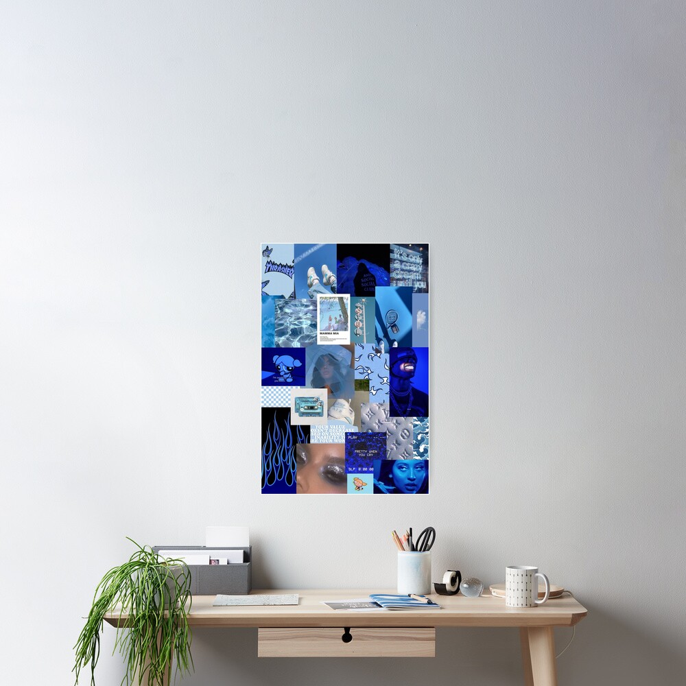 "blue collage" Poster by skstickersco | Redbubble