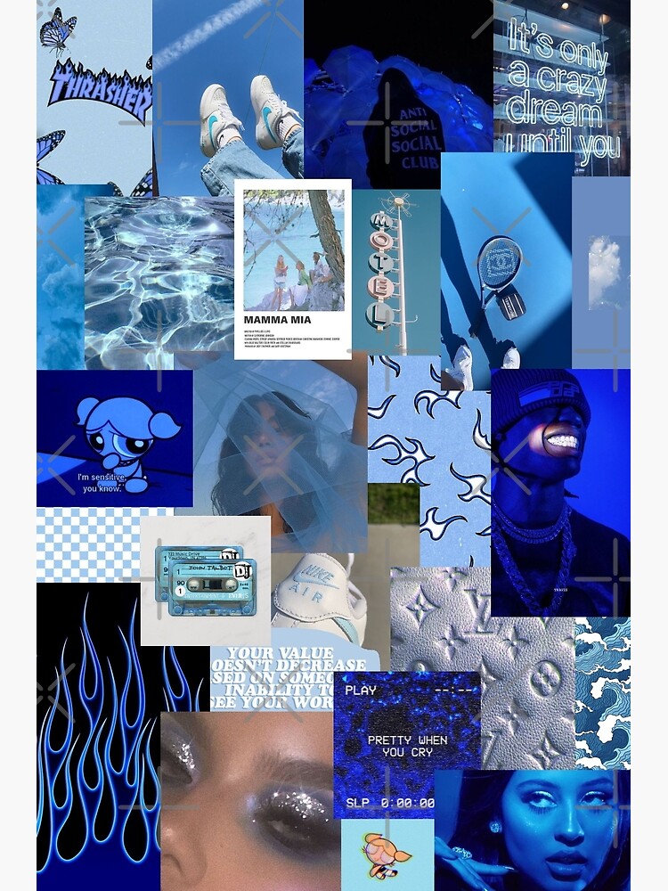 "blue collage" Poster by skstickersco | Redbubble