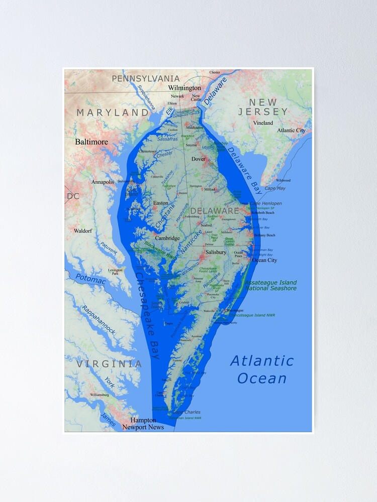 "Delmarva Peninsula map" Poster for Sale by kmusser | Redbubble