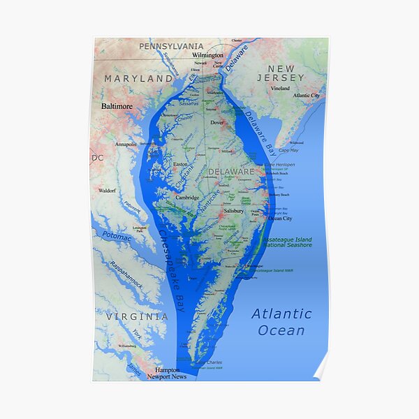 "Delmarva Peninsula map" Poster for Sale by kmusser | Redbubble