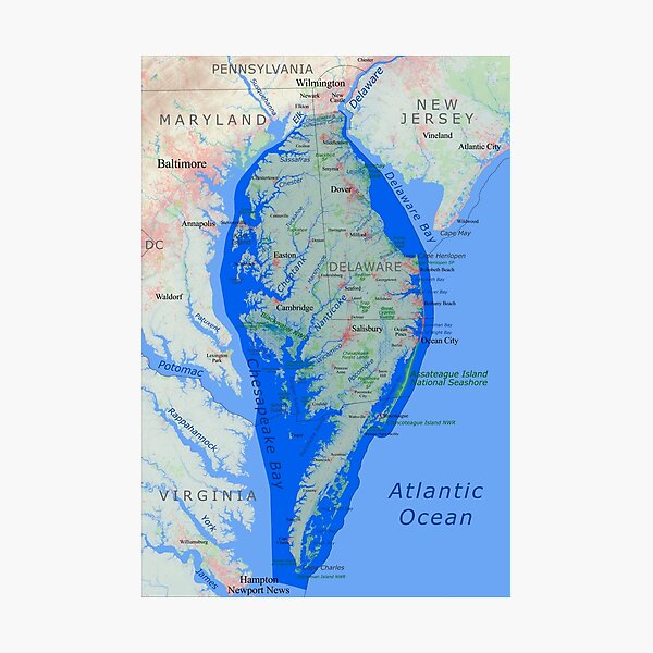 Lámina fotográfica «Mapa de la península de Delmarva» de kmusser ...
