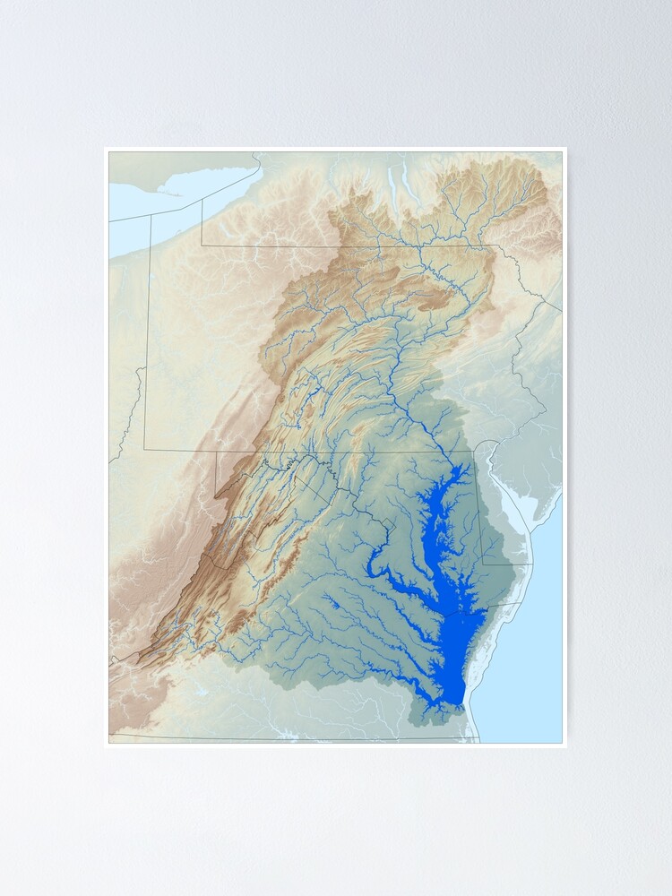 "Chesapeake Bay Watershed Map - Raw Landscape" Poster by kmusser ...