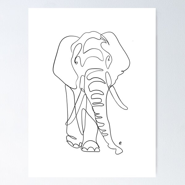 "Elephant One line art" Poster for Sale by Tinteria | Redbubble