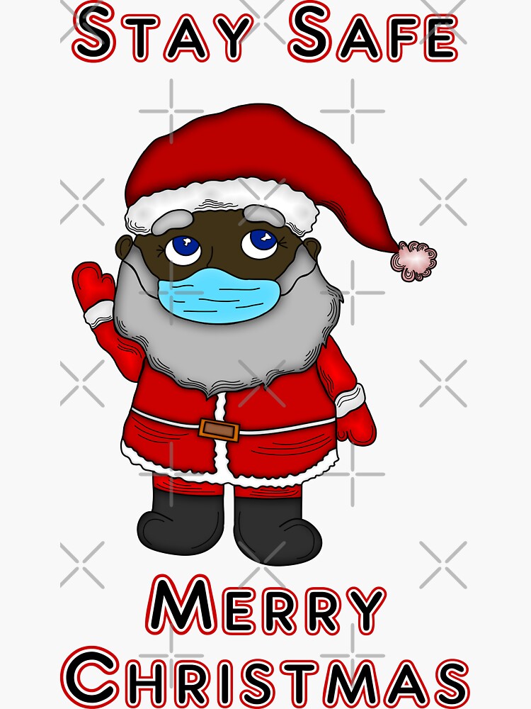 "Stay Safe Merry Christmas Chibi Santa" Sticker for Sale by aventi24 ...