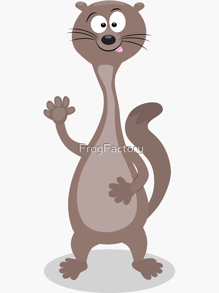 "Funny weasel waving cartoon illustration" Sticker for Sale by ...