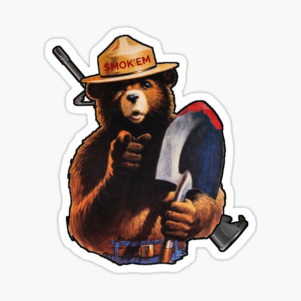 "SMOK'EM BEAR " Sticker for Sale by Guardian-Gear | Redbubble