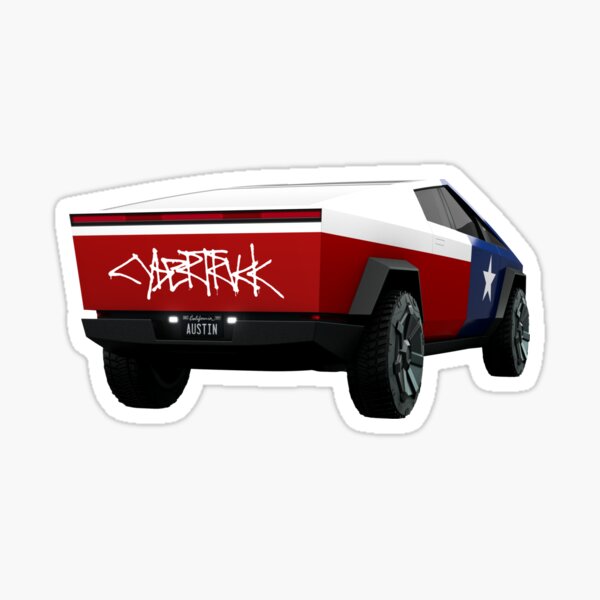 "Tesla Cybertruck Texas Sticker - Back" Sticker by EV4K-Mikey | Redbubble
