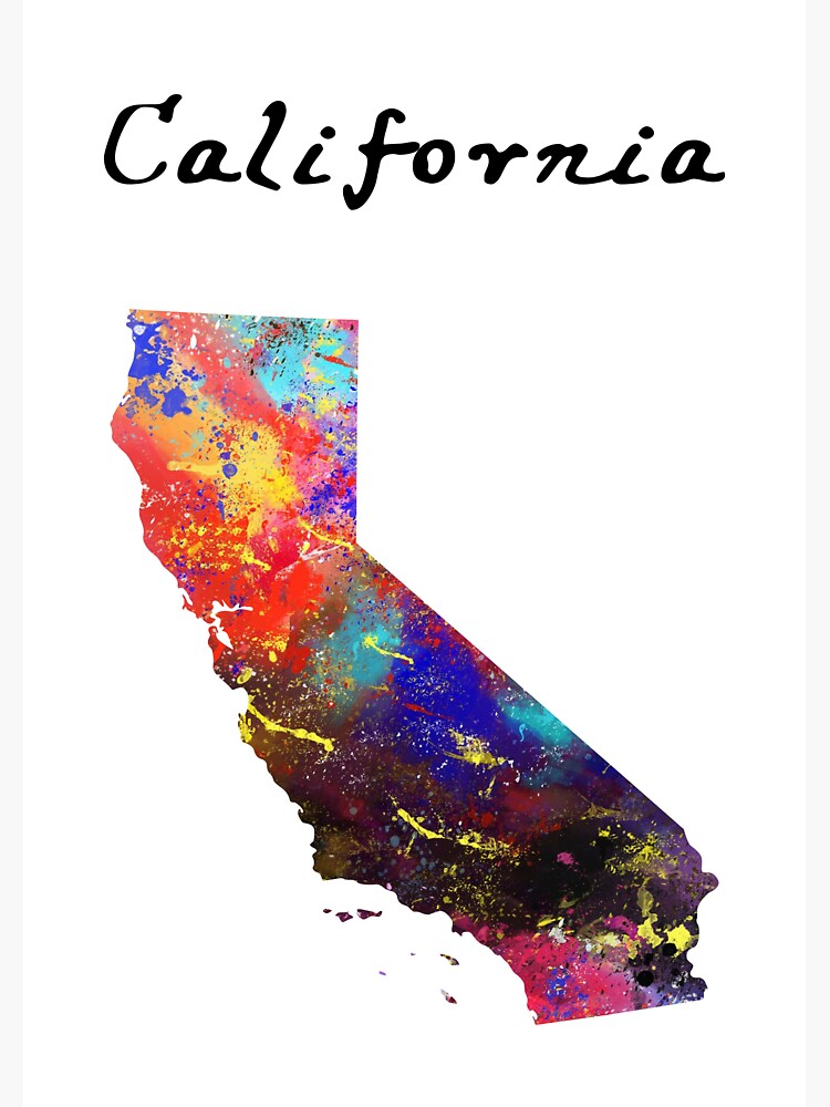 "Califonia State Map Watercolor Design" Sticker for Sale by ...