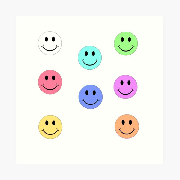 "cute simple pastel colored smiley face sticker pack " Art Print by ...