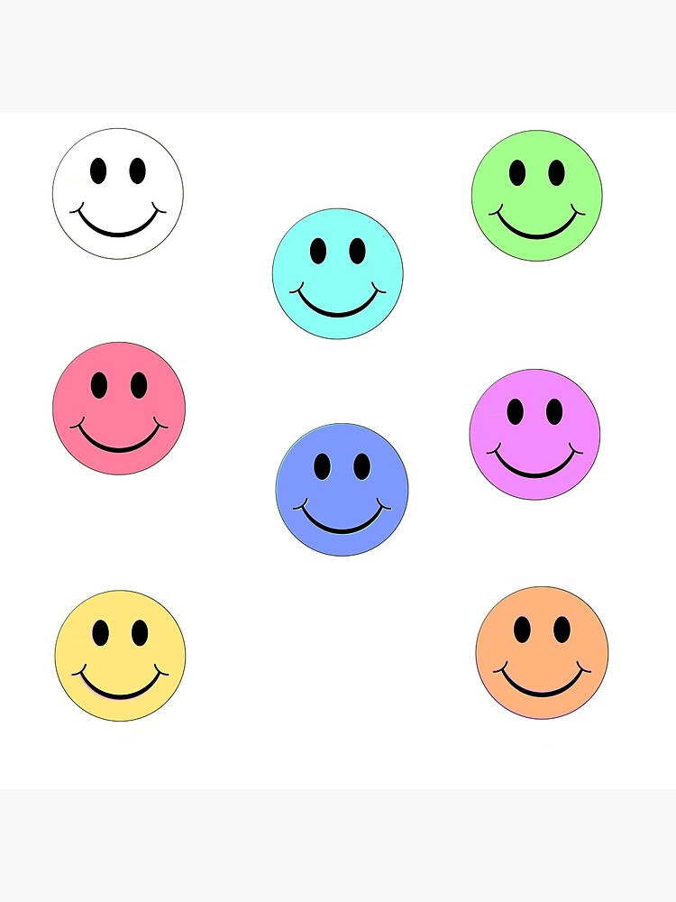 "cute simple pastel colored smiley face sticker pack " Poster for Sale ...