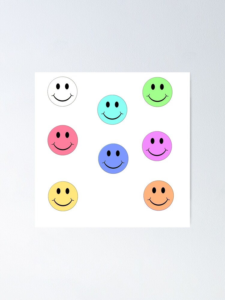"cute simple pastel colored smiley face sticker pack " Poster for Sale ...