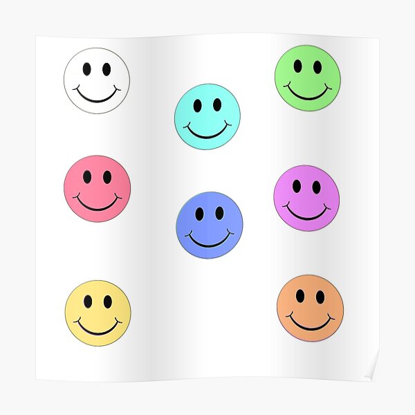 "cute simple pastel colored smiley face sticker pack " Poster for Sale ...