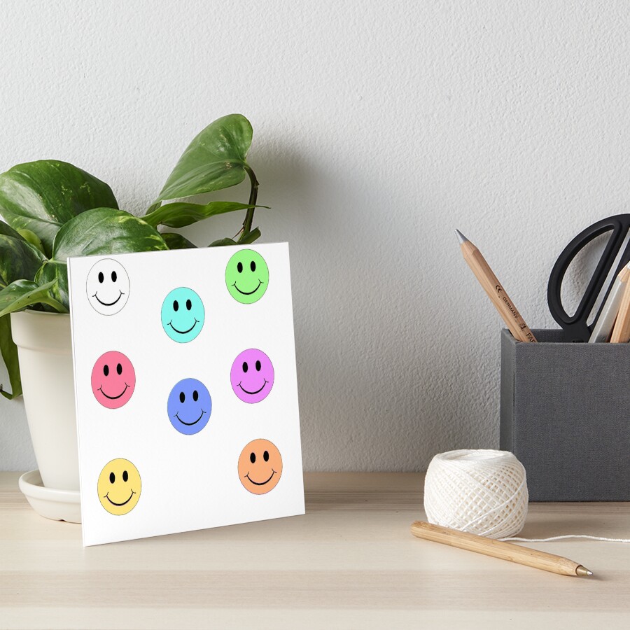 "cute simple pastel colored smiley face sticker pack " Art Board Print ...