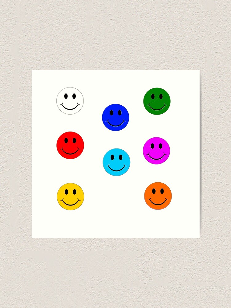 "cute simple multi colored smiley face sticker pack " Art Print by ...
