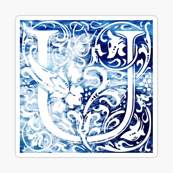 "The Letter U Blue Ocean Waves " Sticker for Sale by yacine12353 ...
