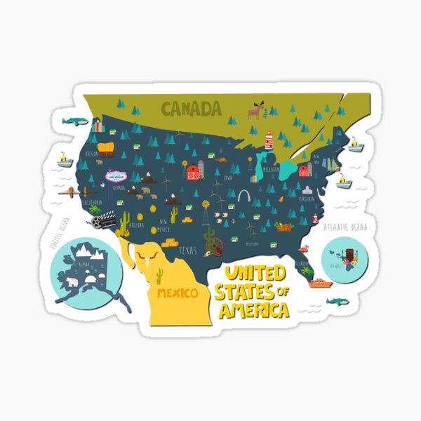 "United States Map" Sticker by Alammari | Redbubble