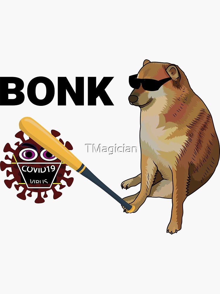 Pegatina «Cheems Bonk Covid» de TMagician | Redbubble