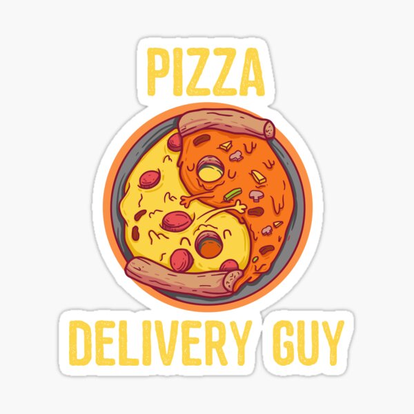 "Pizza Delivery Guy Funny Ying & Yang Pizzeria " Sticker for Sale by ...