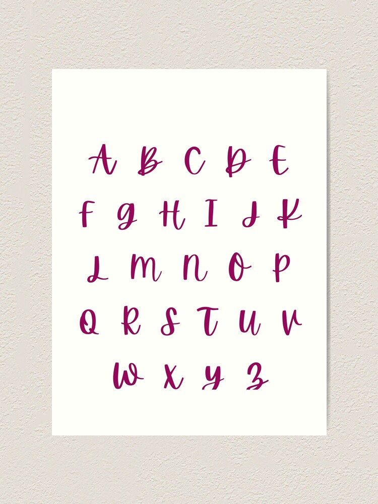 "Cute purple aesthetic Alphabet abcdefghijklmnopqrstuvwxyz" Art Print ...