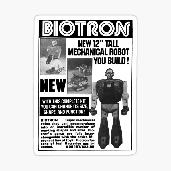 "BIOTRON ROBOT TOY - ADVERT" Sticker for Sale by ThrowbackAds | Redbubble