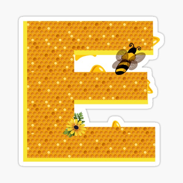 "Alphabet E Honeycomb Bee" Sticker for Sale by fareehaahmed | Redbubble