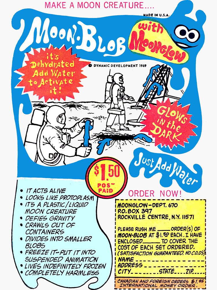 "MOON BLOB ADVERT - MAKE A MOON CREATURE!" Sticker for Sale by ...