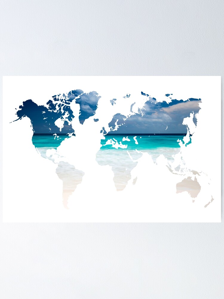 "Blue Ocean World Map" Poster by kleynard | Redbubble