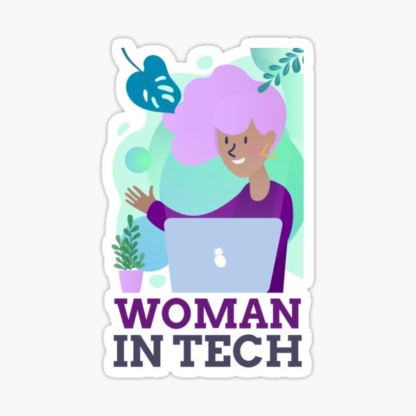 "Woman in tech" Sticker by Wit-POD | Redbubble