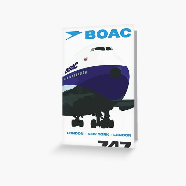 "BOAC 747 London - New York" Greeting Card for Sale by Speedbirddesign ...
