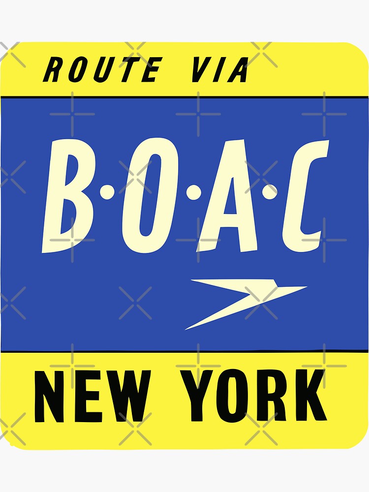 "BOAC Route via New York" Sticker for Sale by Speedbirddesign | Redbubble
