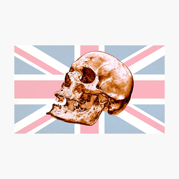 "Rose Gold Skull - Union Jack Flag Background" Photographic Print by ...