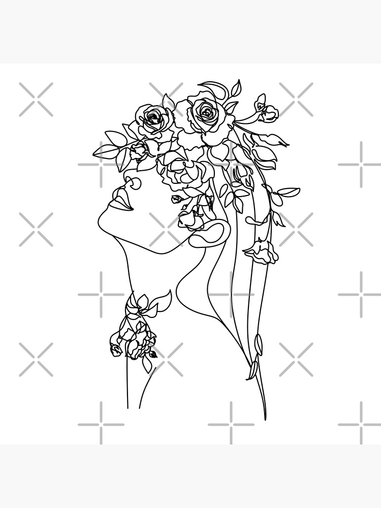 "One line face, illustration. Minimalist Woman Art.Abstract face with ...