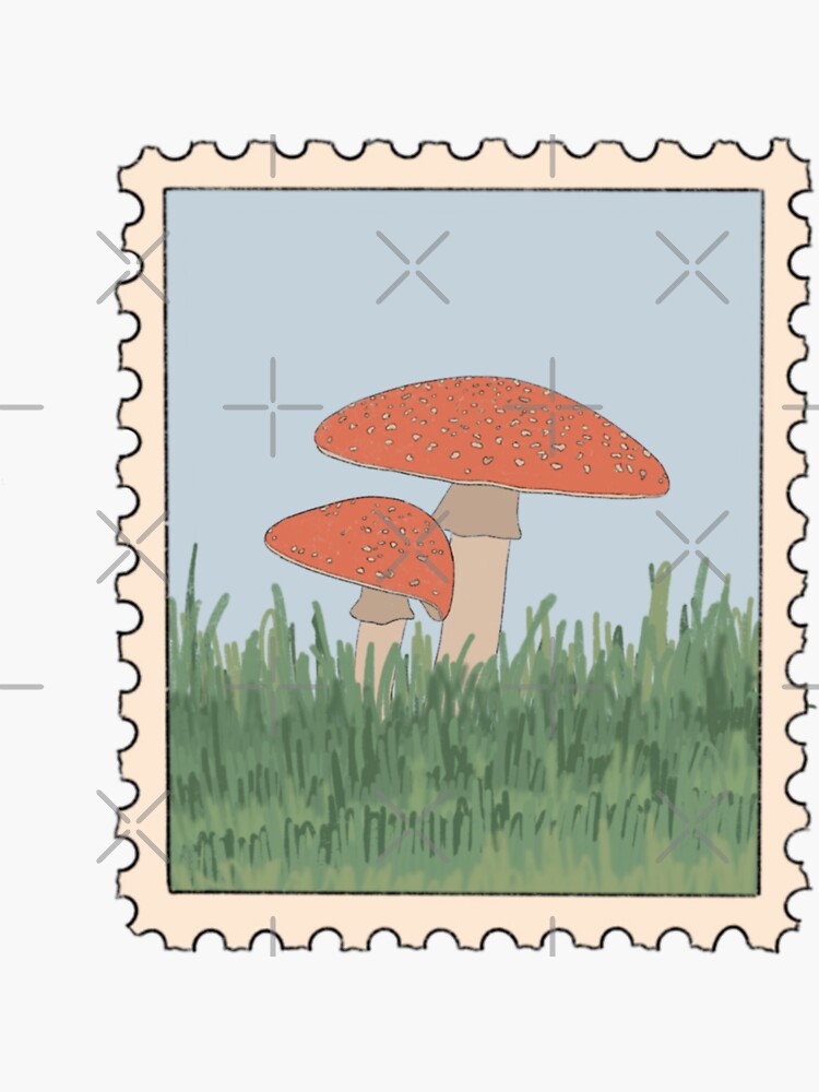 "Cottagecore Mushroom Stamp" Sticker by JuneNostalgia | Redbubble