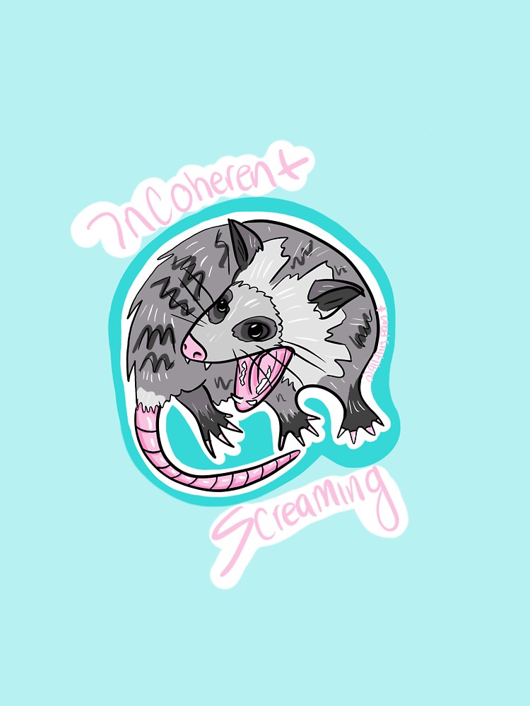 "Incoherent Screaming Possum " Sticker by allthispaint | Redbubble