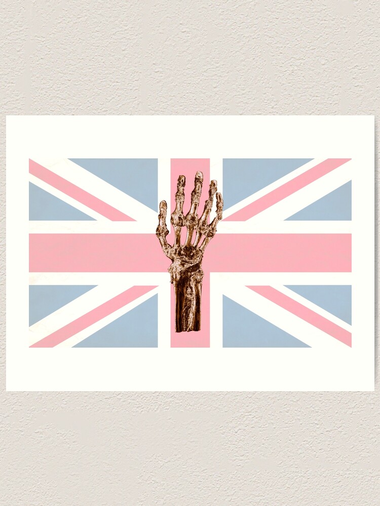 "Human Hand - Red Gold - Union Jack Background" Art Print by ...