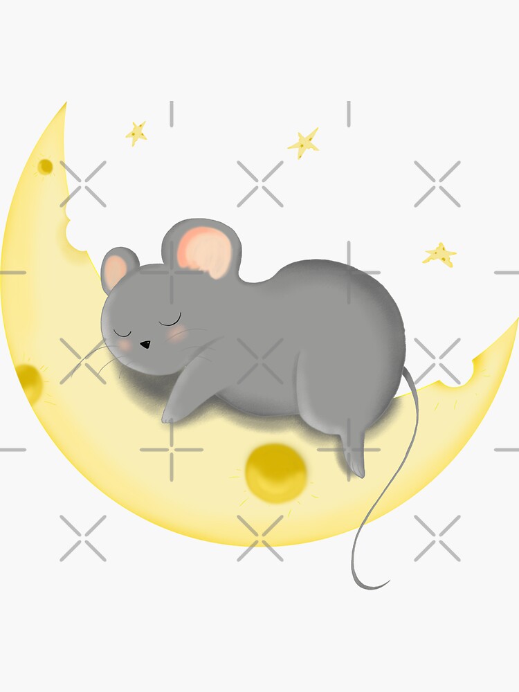"Mouse sleeping on the cheese moon" Sticker for Sale by Alessandra-C ...